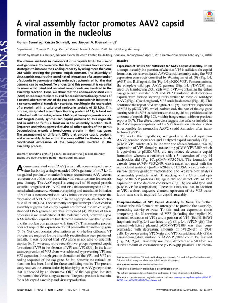 2010-A Viral Assembly Factor Promotes AAV2 Capsid Formation in The ...