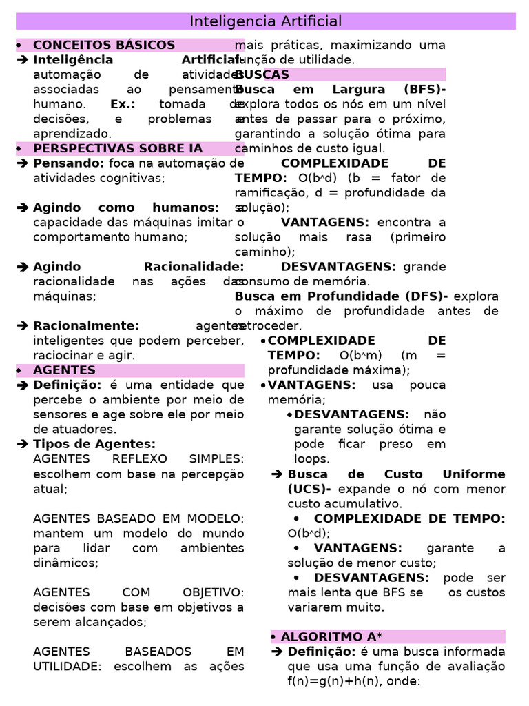 Inteligencia Artificial resumo | PDF | Ciência cognitiva | Cognição