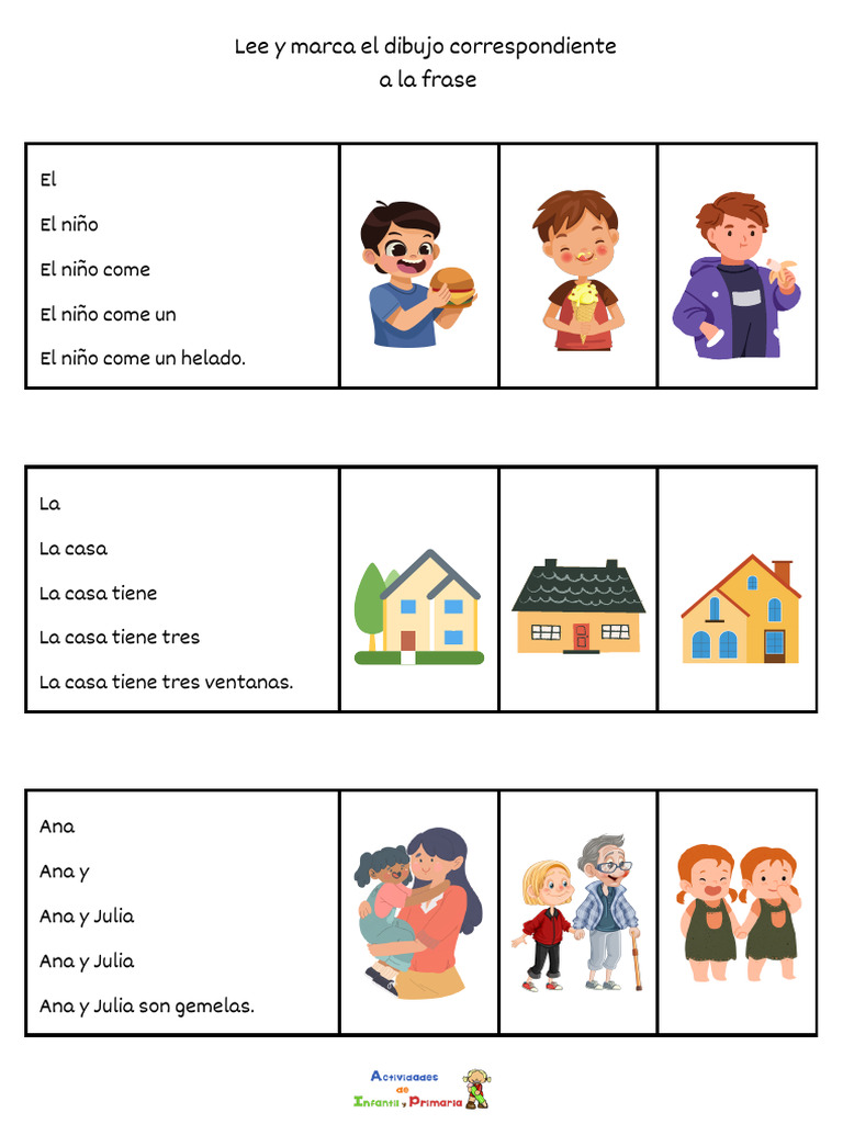 Lectura de Frases en Piramide Con Comprension Lectora | PDF