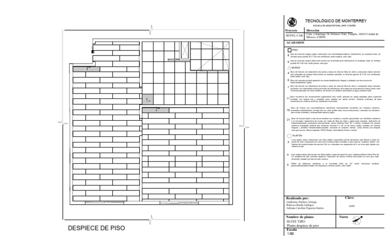 SUITE TIPO - Despiece de Piso | PDF | Hormigón | Paneles de yeso