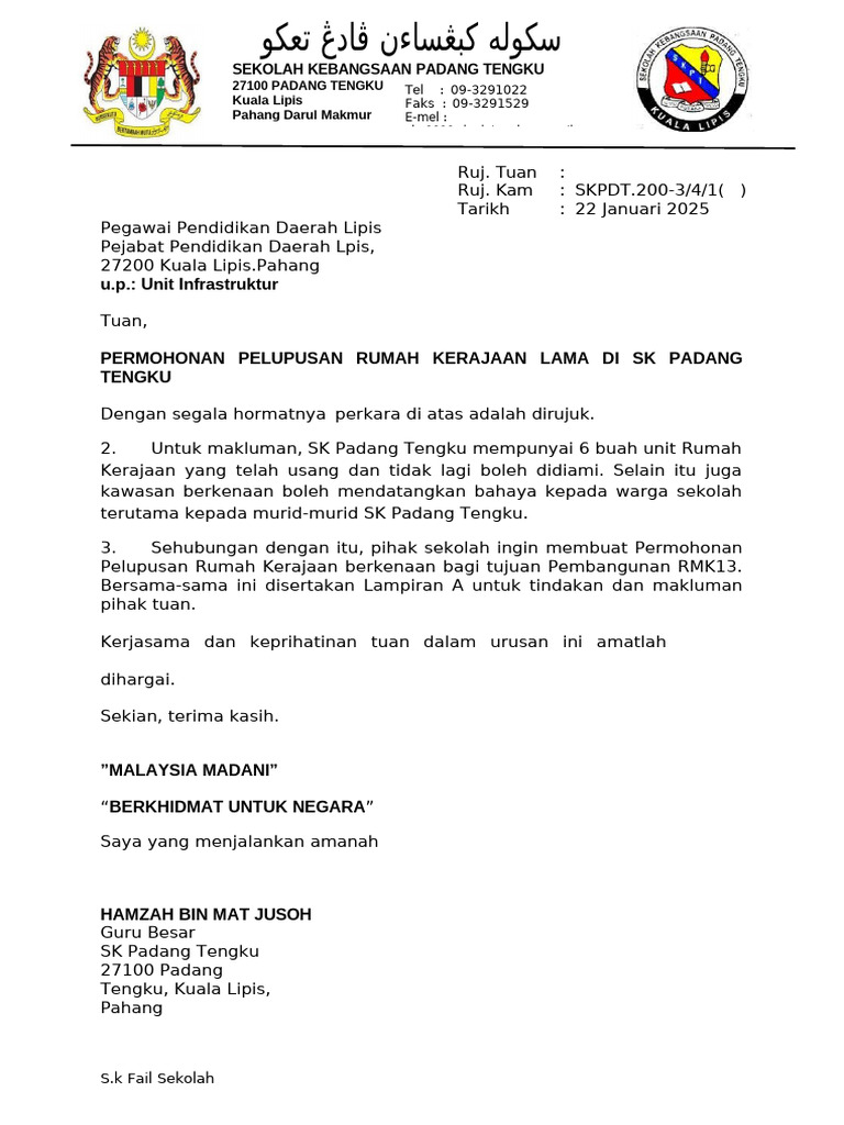 Surat Litup Pelupusan Rumah Guru | PDF