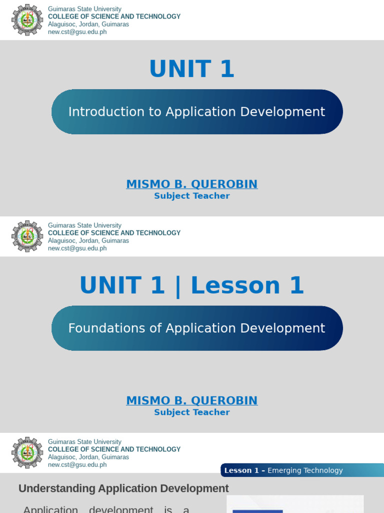 Unit 1 Lesson 1 - Foundations of Application Development | PDF | Software Development | Mobile App