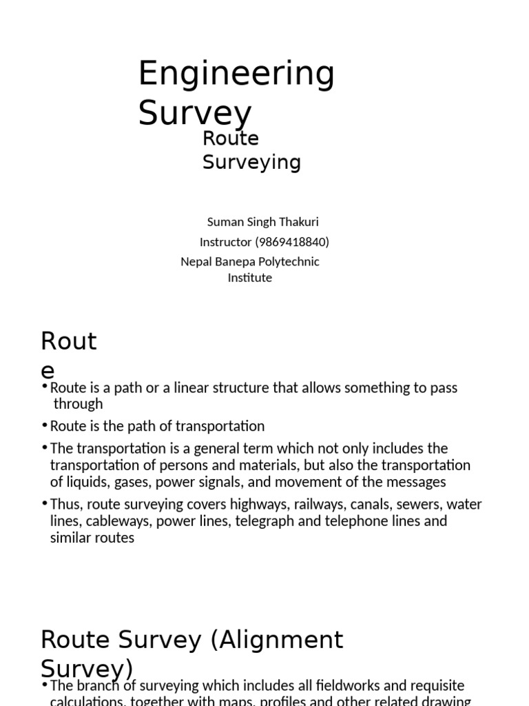 Route Surveying Techniques and Operations | PDF | Surveying | Topography