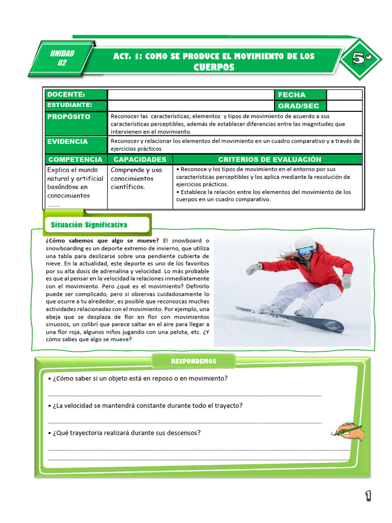 5º Act 1-Cyt-U2s | PDF | Trayectoria | Física