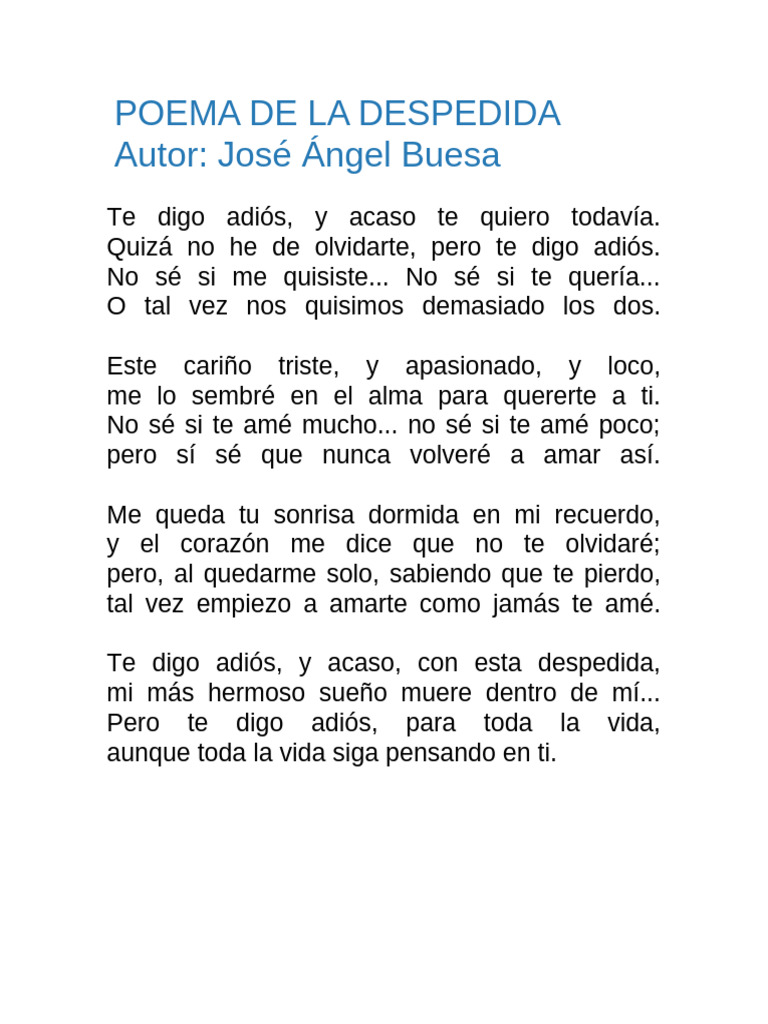 Poema de La Despedida | PDF