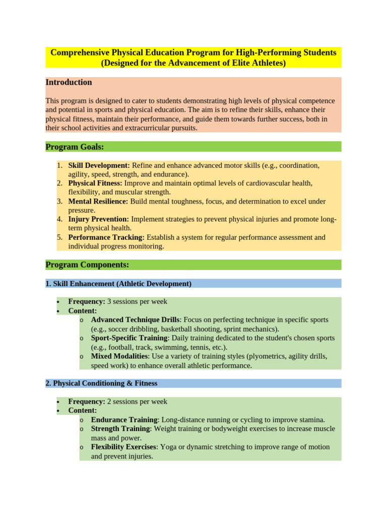 Comprehensive Physical Education Program For High | PDF | Physical ...