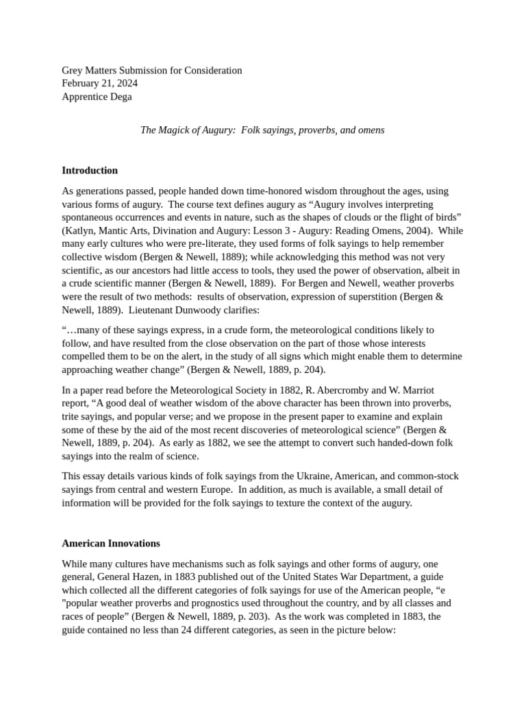 A030124 The Magick of Augury - Folk Sayings - Proverbs - Omens | PDF ...