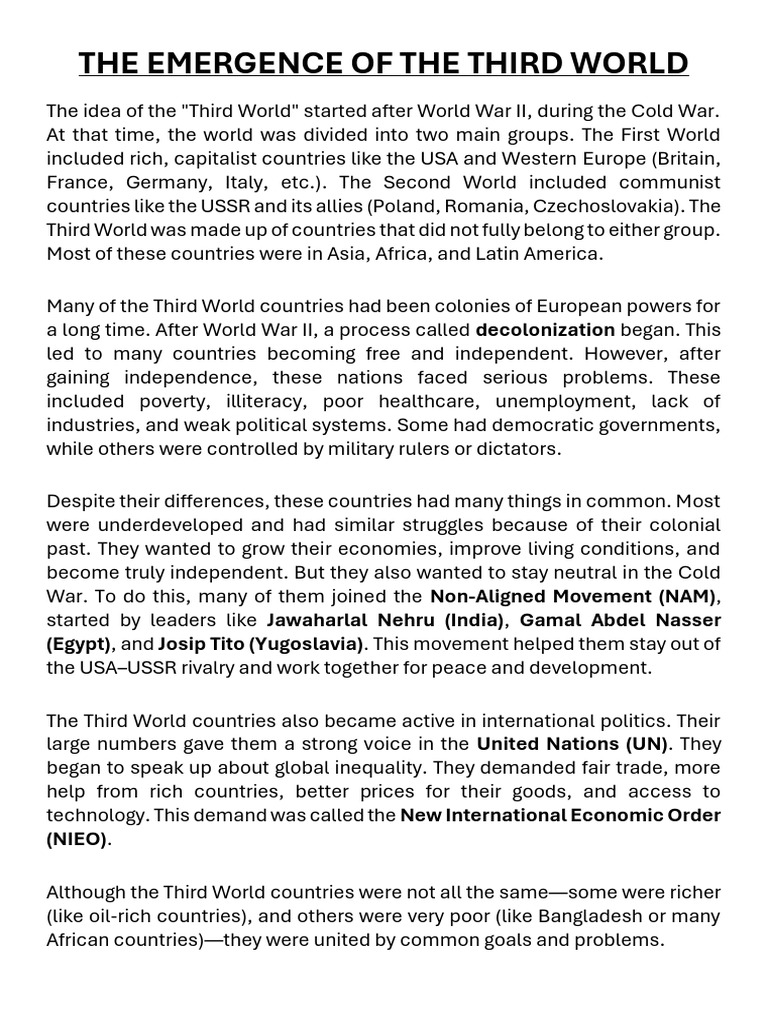 The Emergence of The Third World | PDF | Third World | Non Aligned Movement