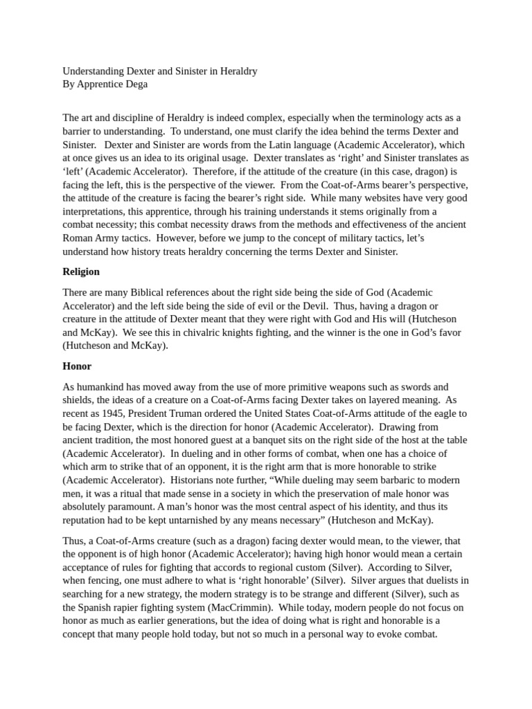 Dragonlore 101 - Heraldry - Dexter and Sinister - A110423 | PDF | Heraldry