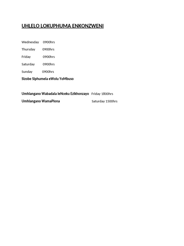 Uhlelo Lokuphuma Enkonzweni | PDF