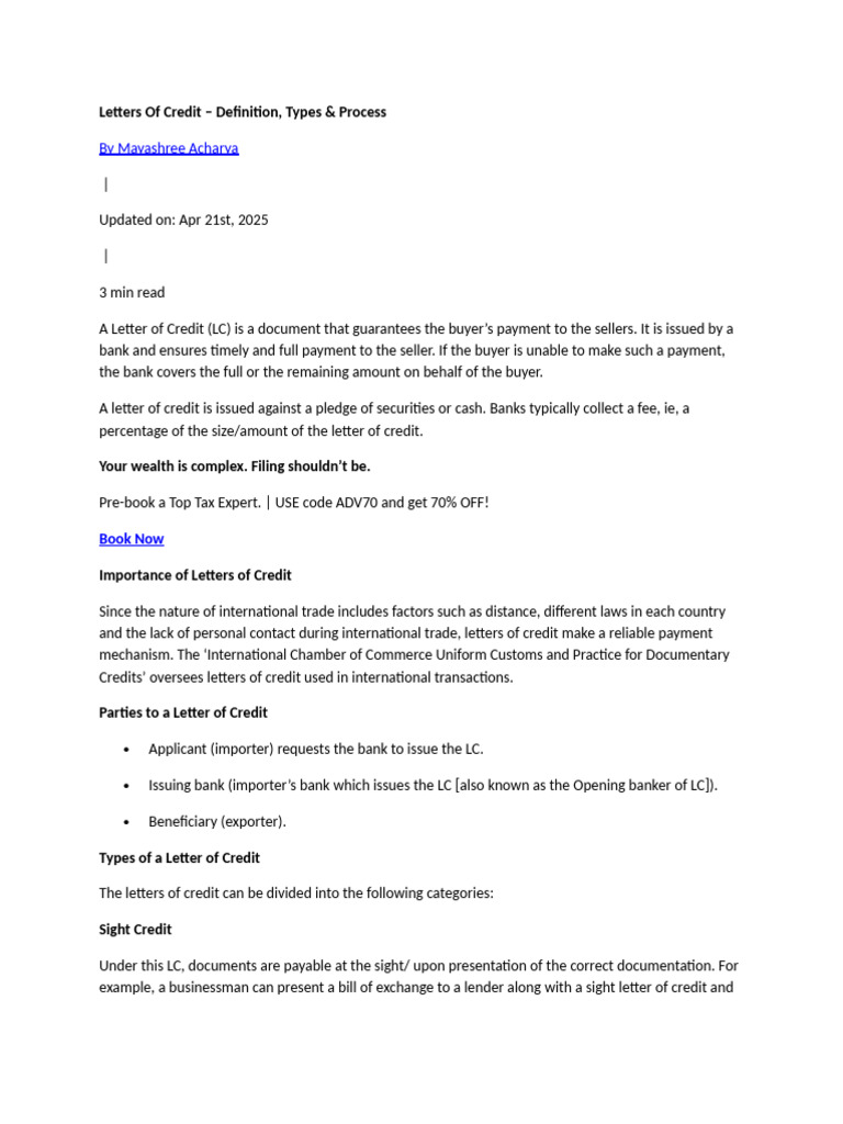 LC Letter of Crdit Note | PDF | Letter Of Credit | Credit Card