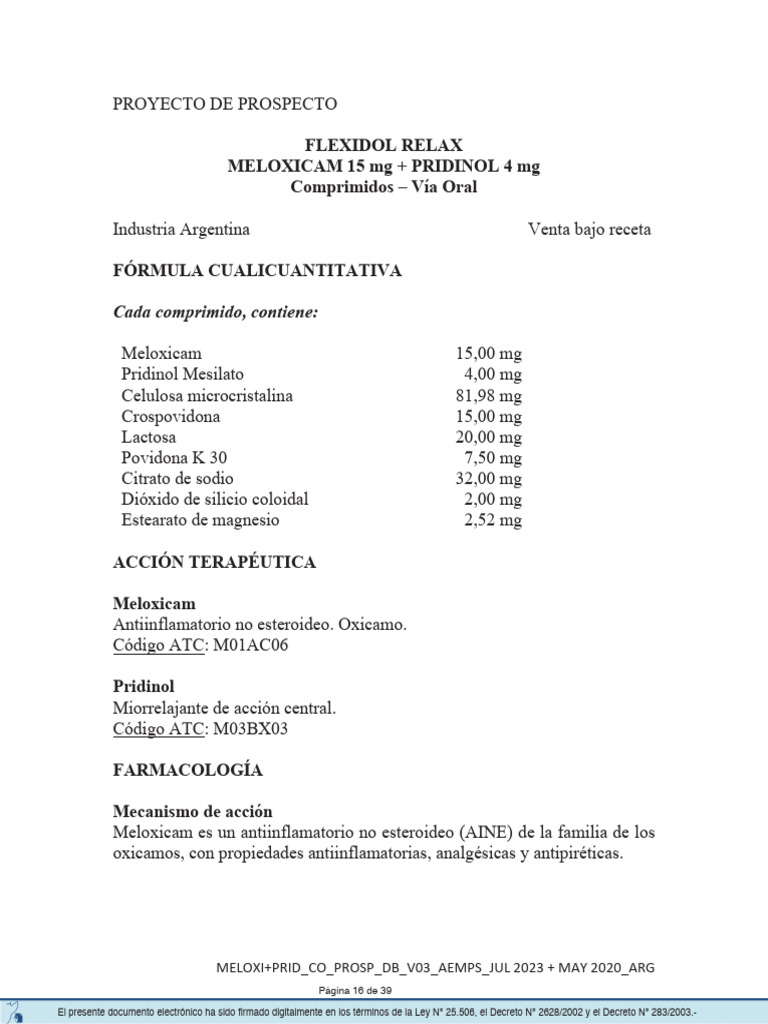 FLEXIDOL-RELAX Prospecto Profesionales RAFFO | PDF | Droga anti ...