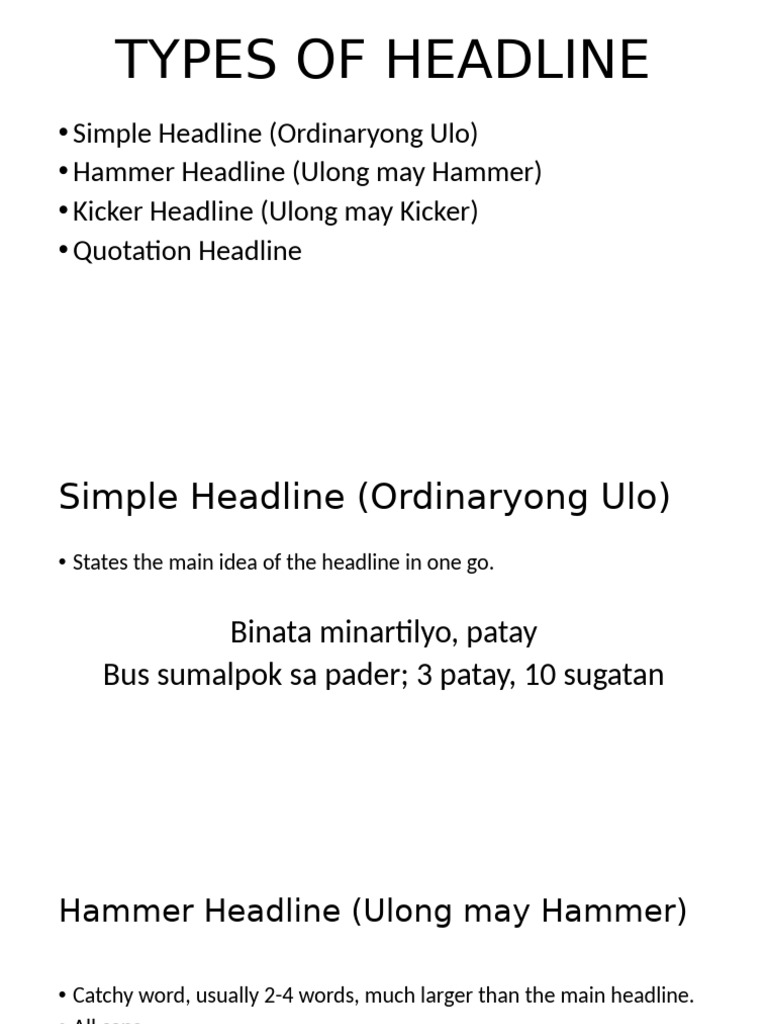 Types of Headline | PDF