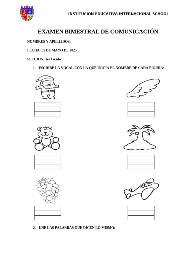 EXAMEN BIMESTRAL DE COMUNICACION | PDF
