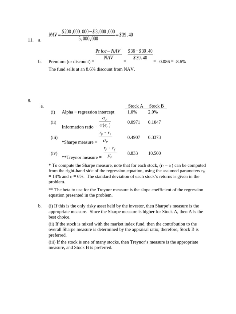 Final Exam Review Answers | PDF | Bonds (Finance) | Sharpe Ratio