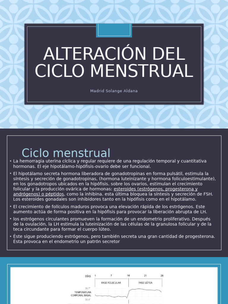 Alteración Del Ciclo Menstrual | PDF | Ciclo menstrual | Gonadotropina