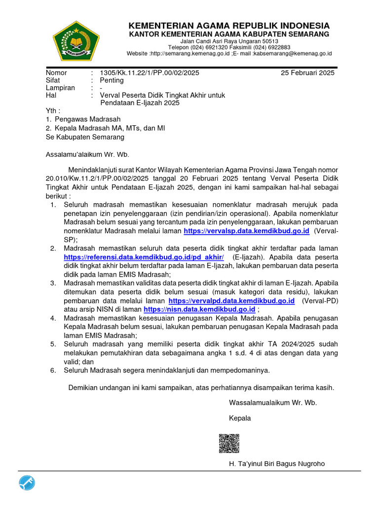 Surat Edaran E - Ijazah | PDF