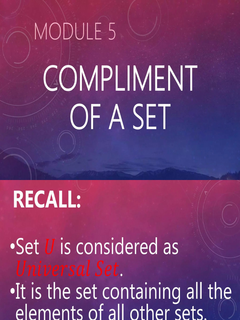 Compliment of A Set | PDF