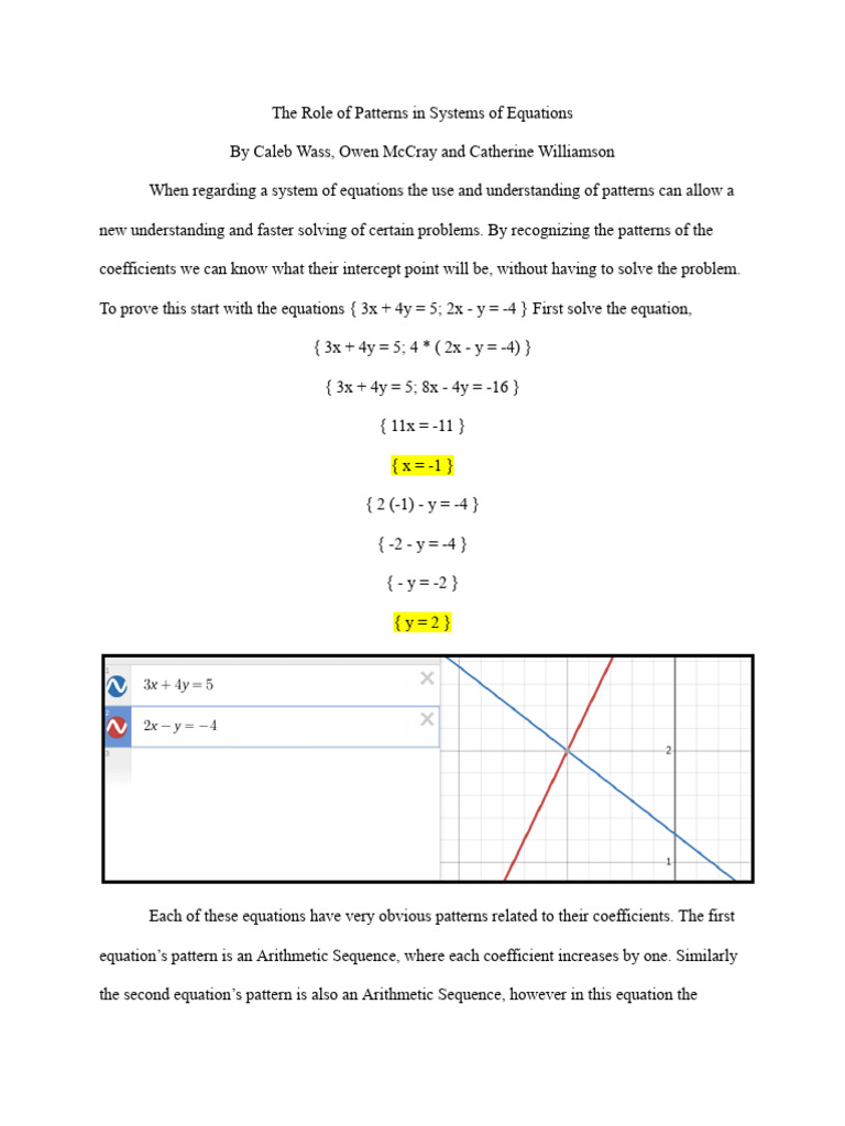 The Role of Patterns in Systems of Equations | PDF | Applied ...