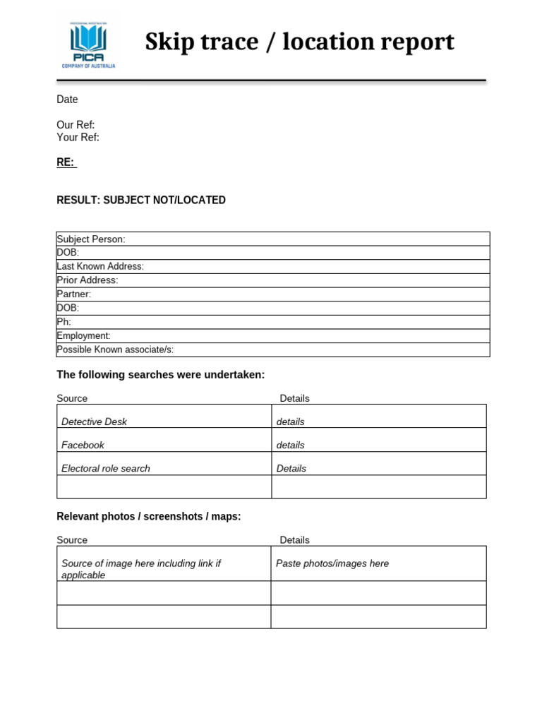 Skip Trace Template | PDF