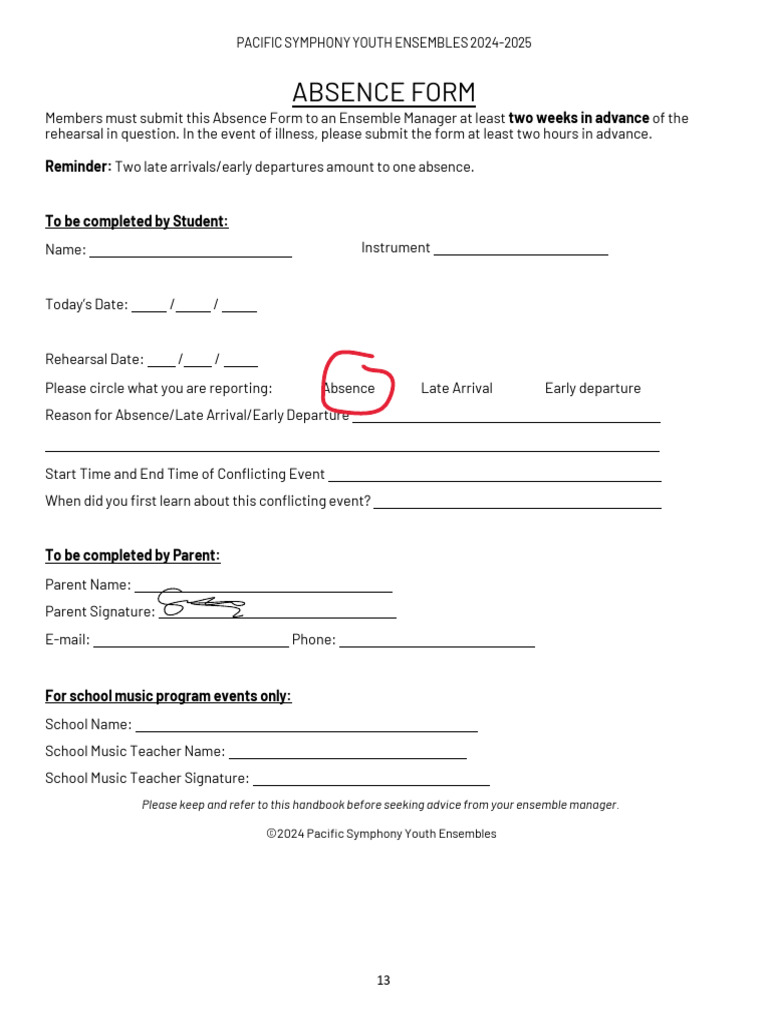 Absence Request Form 24-25 | PDF