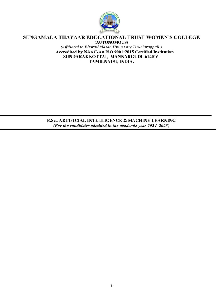 Bsc Artificial Intelligence and Machine Learning Without Cbcs 9.4.2024 | PDF | Databases ...