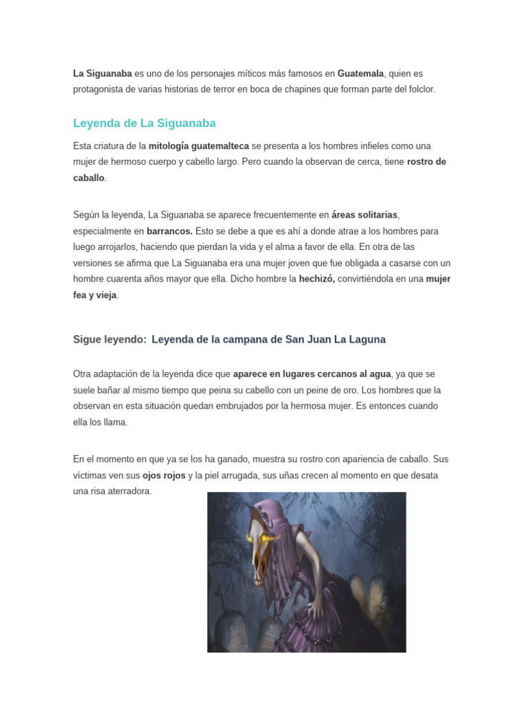 La Leyenda de La Siguanaba en Guatemala | PDF
