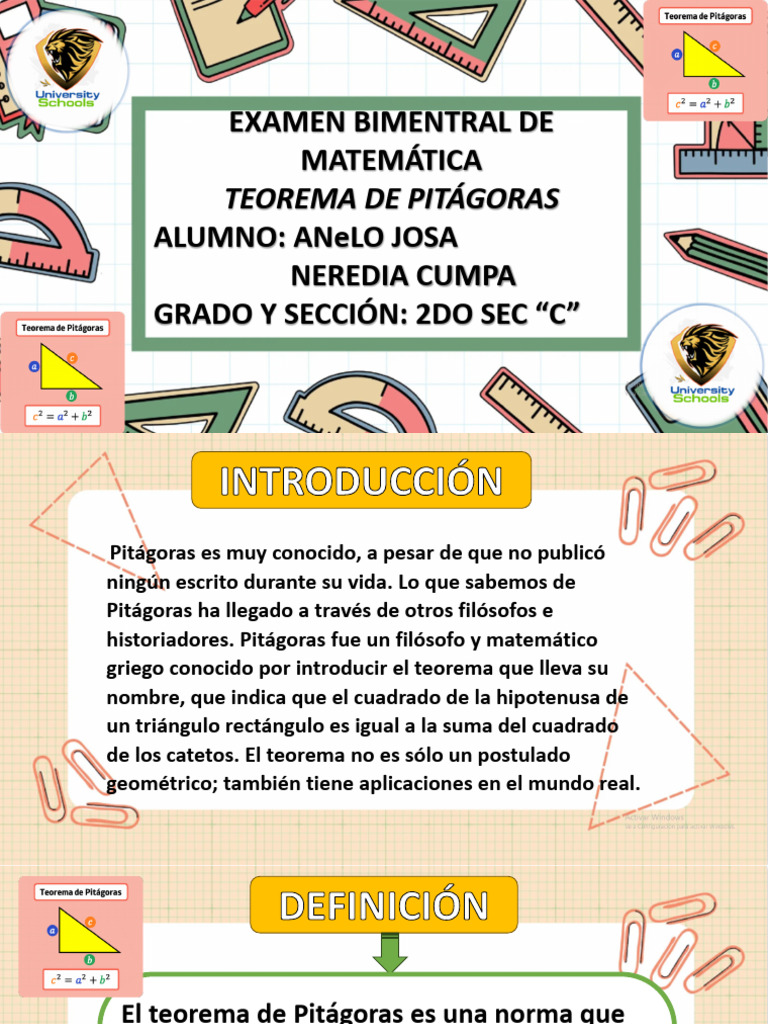 Teorema de Pitágoras: Aplicaciones y Ejercicios | PDF | Triángulo ...