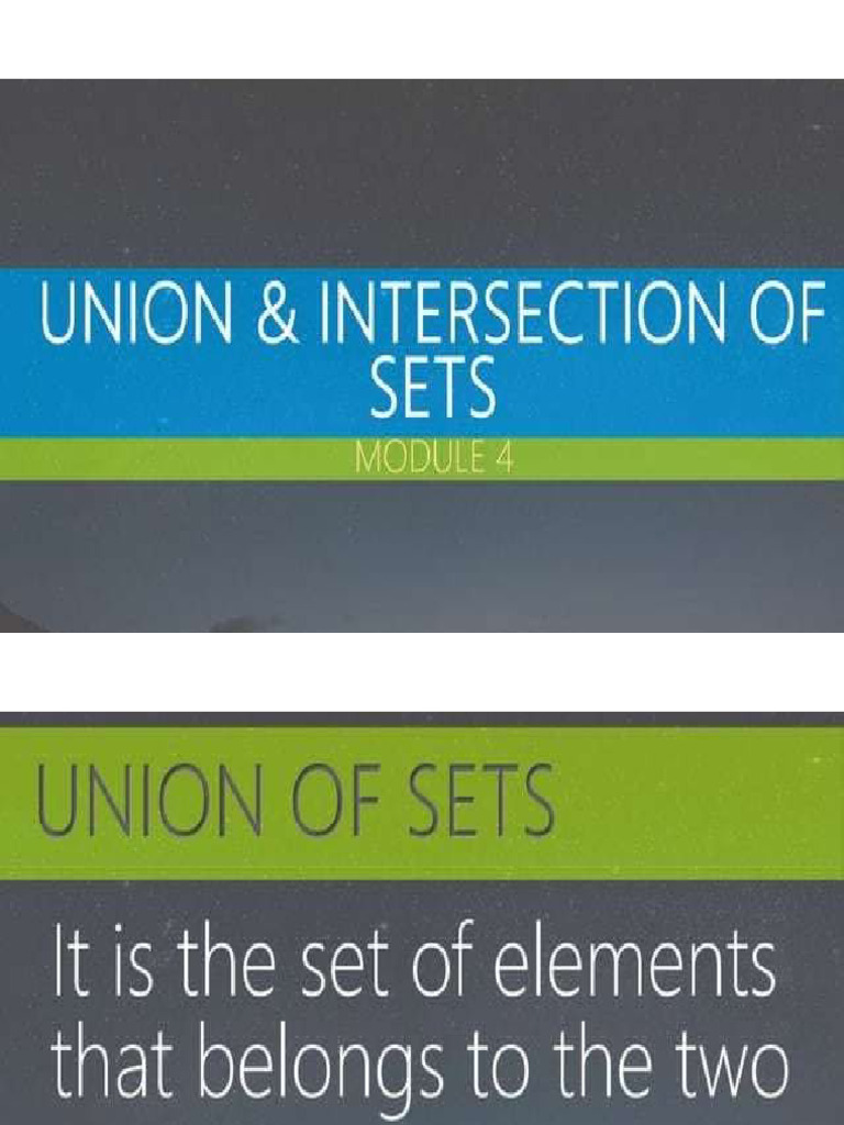 Union and Intersection of Set | PDF