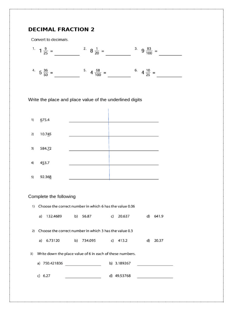 Decimal Fraction 2 | PDF