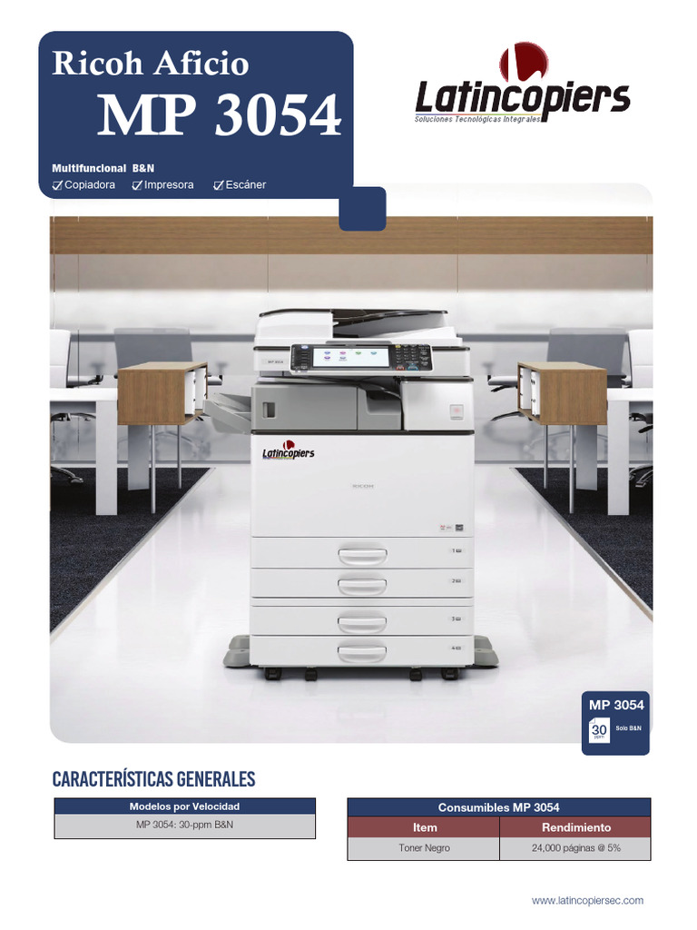 Latincopiers - Copiadora Ricoh MP 3054 | PDF | Controlador de interfaz ...