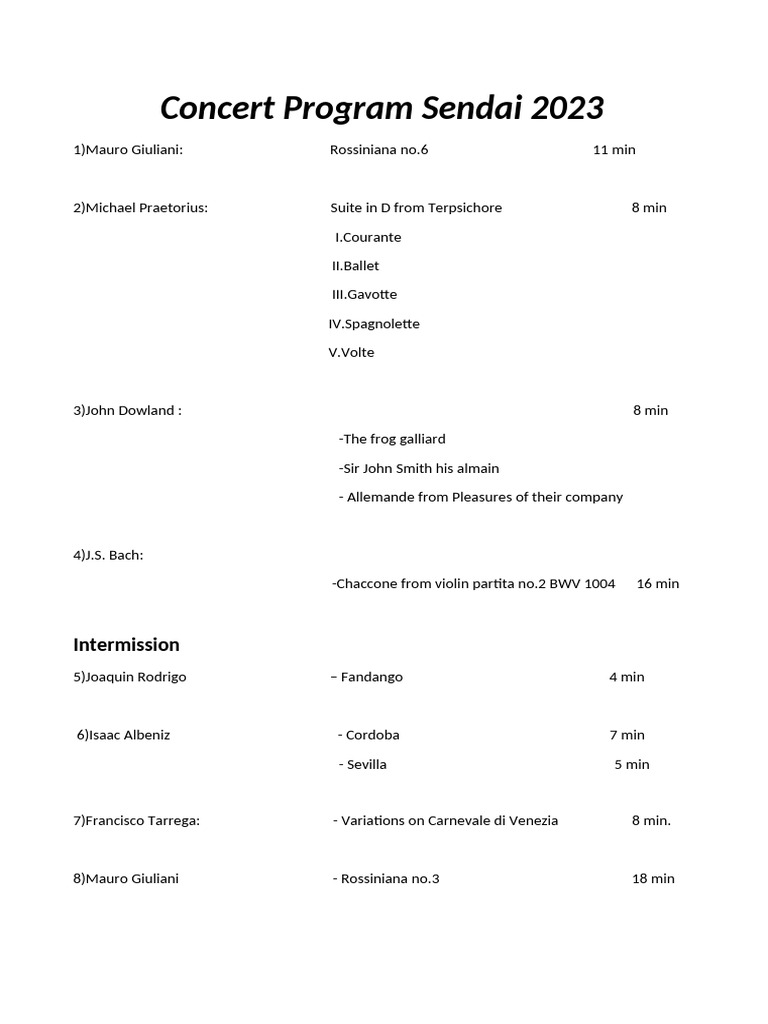 Concert Program Sendai 2023 | PDF