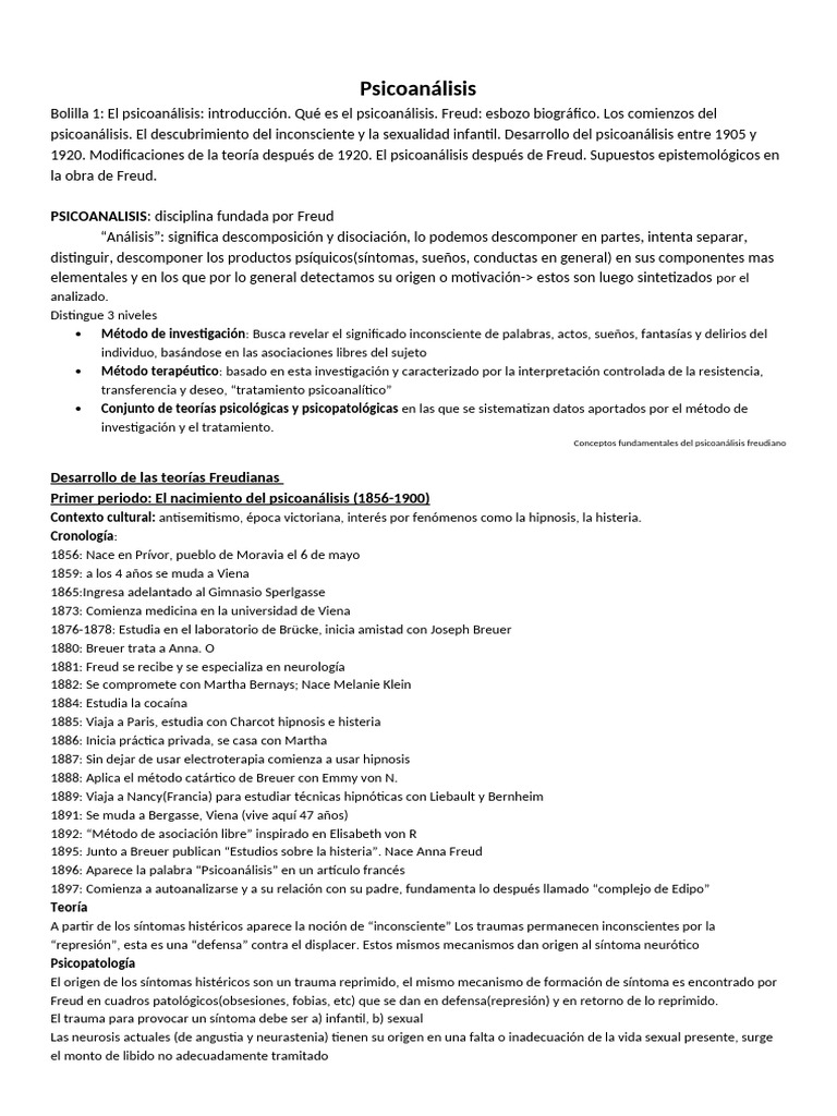 Psicoanálisis Resumen | PDF | Psicoanálisis | Sigmund Freud