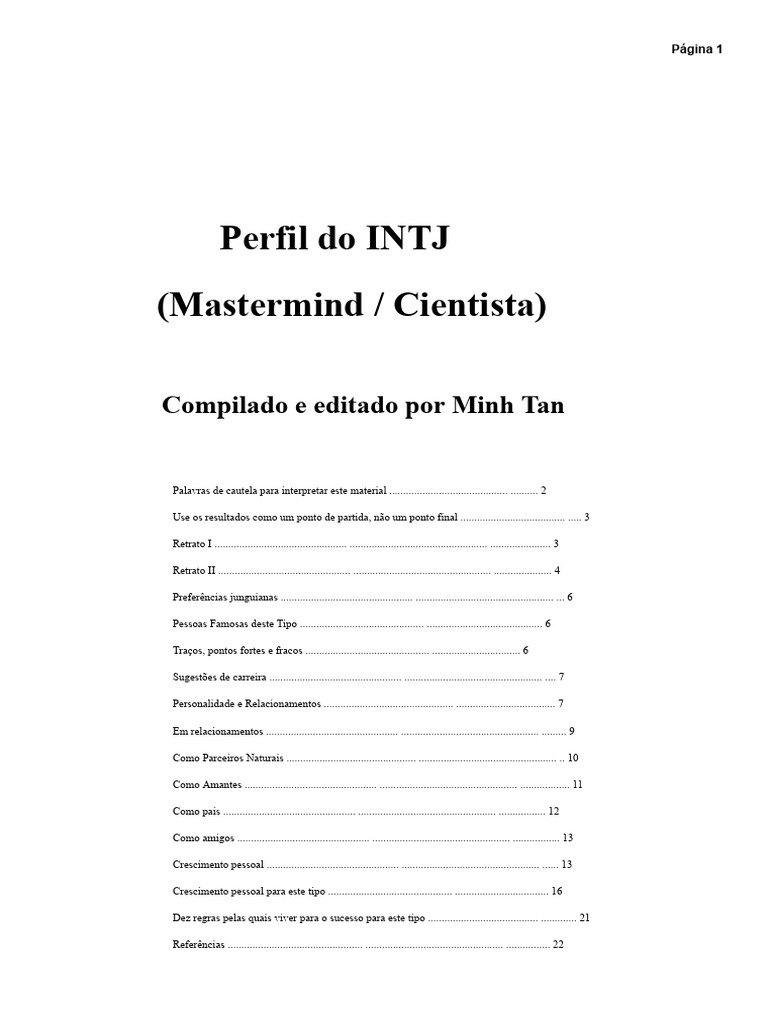 Perfil Do INTJ (Mastermind - Scientist) | PDF | Pensamento | Tipo de personalidade