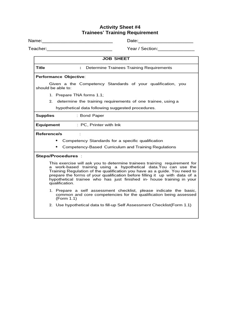 Trainee's Training Requirement | PDF