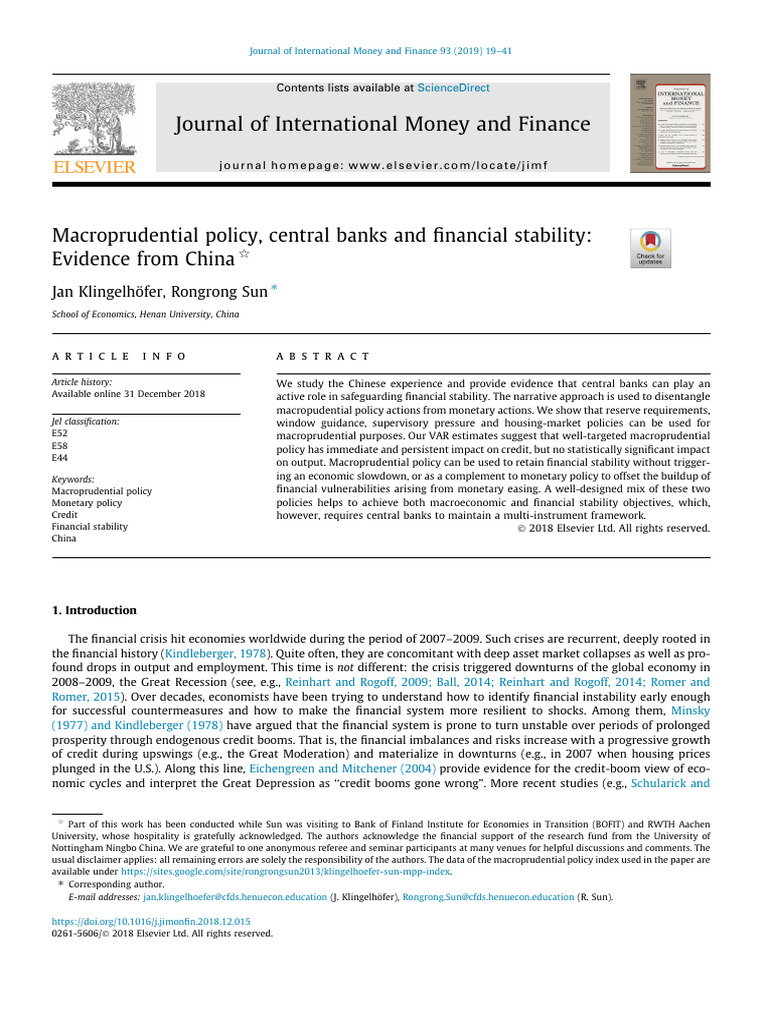 Macroprudential Policy, Central Banks and Financial Stability | PDF ...