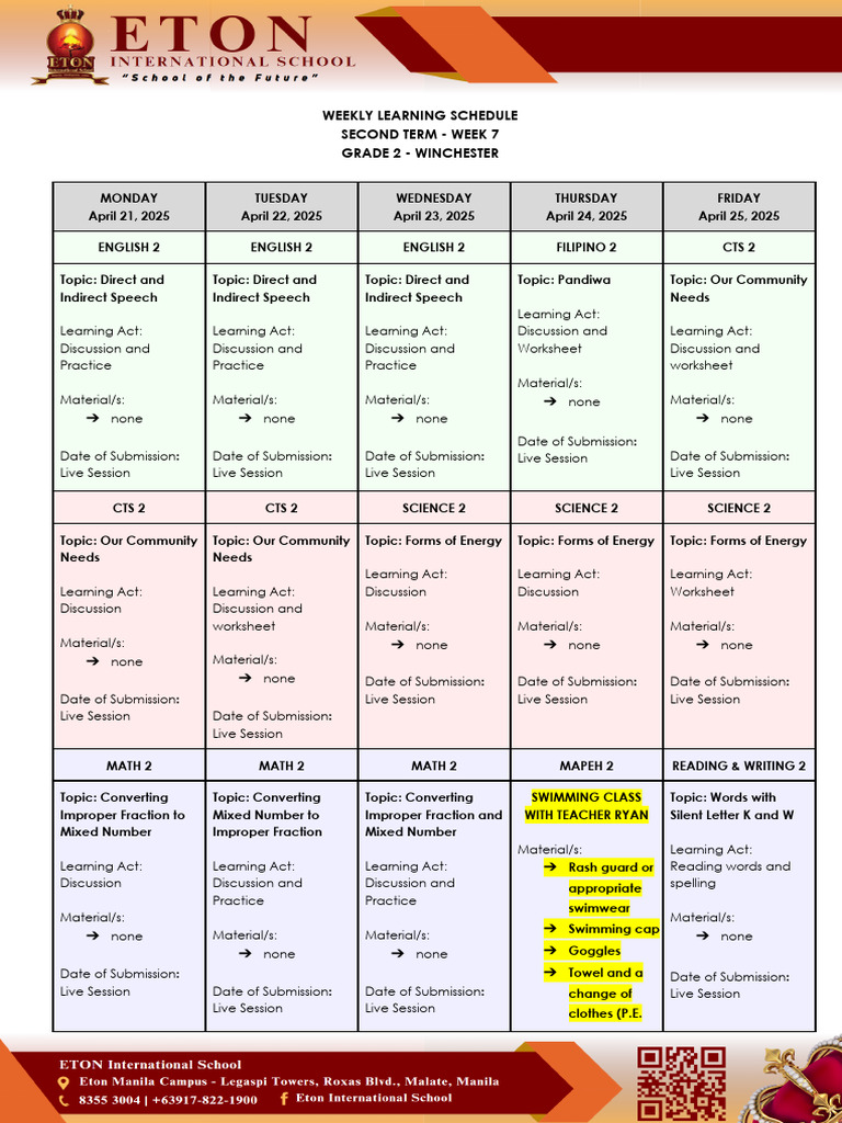 WLS - Grade 2 - Third Term - Week 7 | PDF | Division (Mathematics)