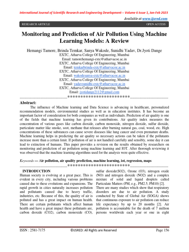 Monitoring and Prediction of Air | PDF | Air Pollution | Particulates