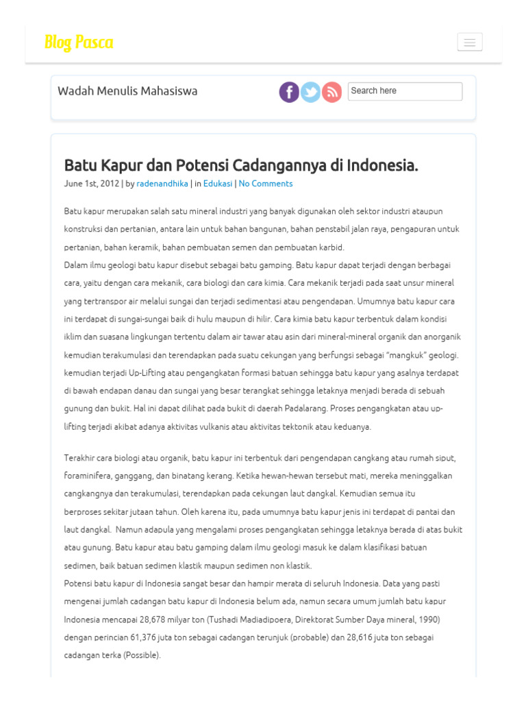 Potensi Batu Kapur di Indonesia | PDF