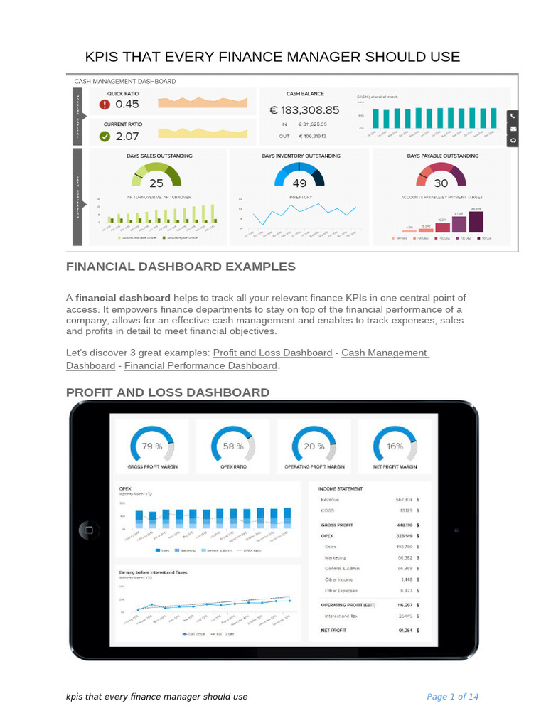 2 Kpis That Every Finance Manager Should Use | PDF | Net Income | Revenue