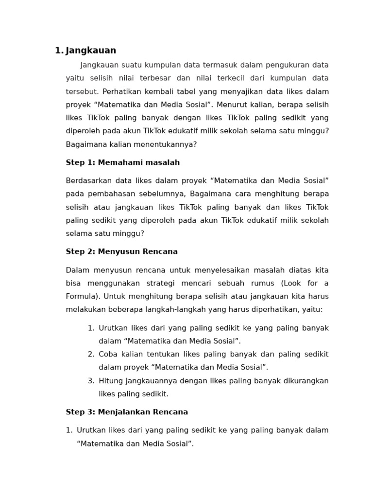 Menghitung Jangkauan dan Kuartil Data Likes | PDF