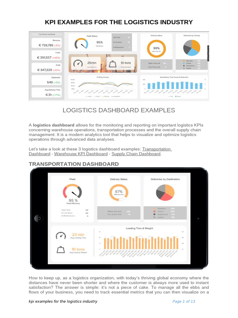 2 Logistics Key Performance Indicators and Metrics | PDF | Performance Indicator | Logistics