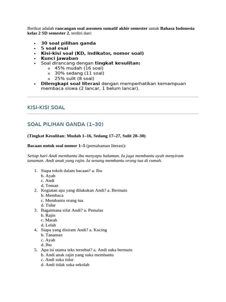 SAT Bahasa Indonesia Kelas 2 SMT 2 | PDF
