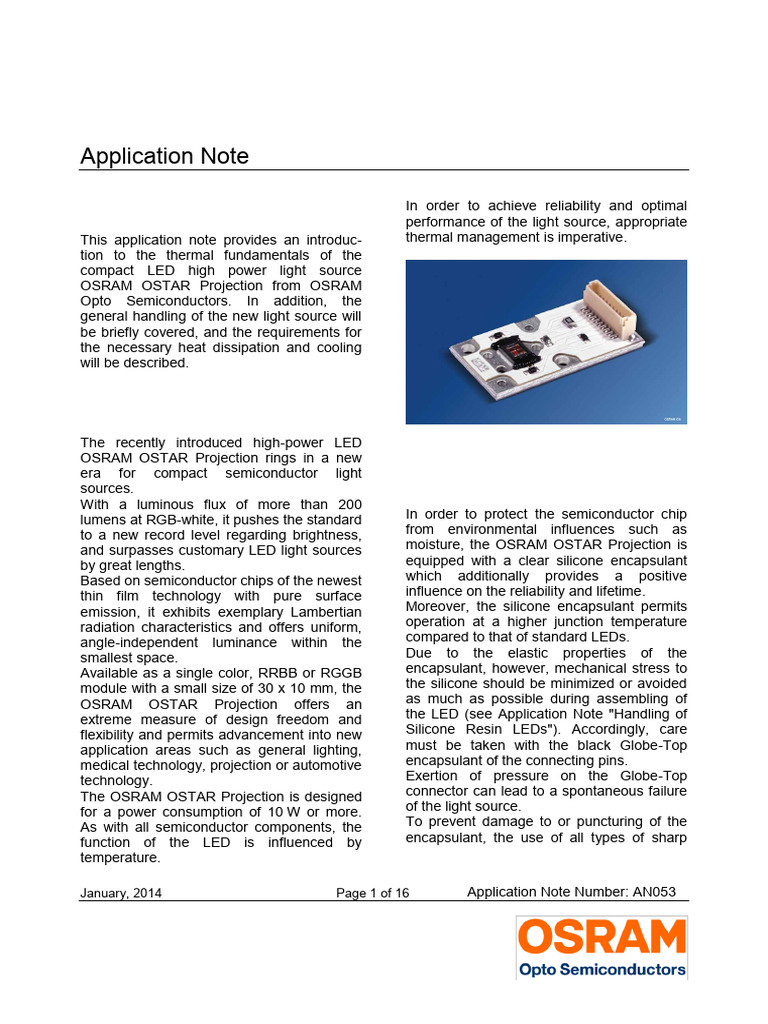Thermal Management of OSRAM OSTAR Projection | PDF | Light Emitting Diode | Electronic Engineering