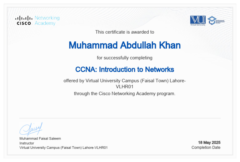 Cisco Networking Certificate | PDF