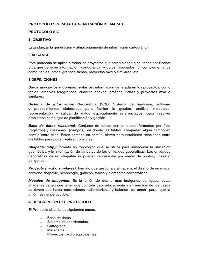 Protocolo Sig para La Generación de Mapas | PDF | Sistema de información geográfica | Sistema ...