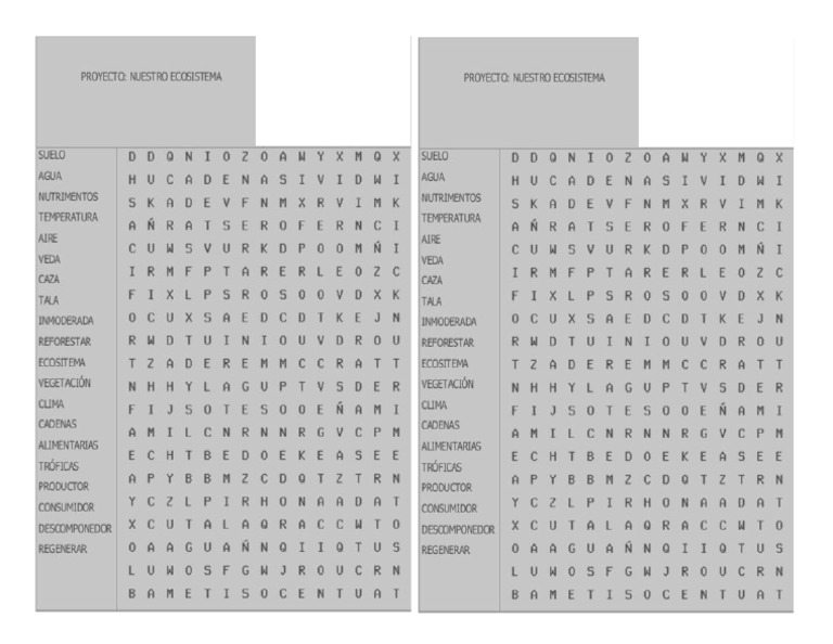 Sopa de Letras Ecosistema | PDF