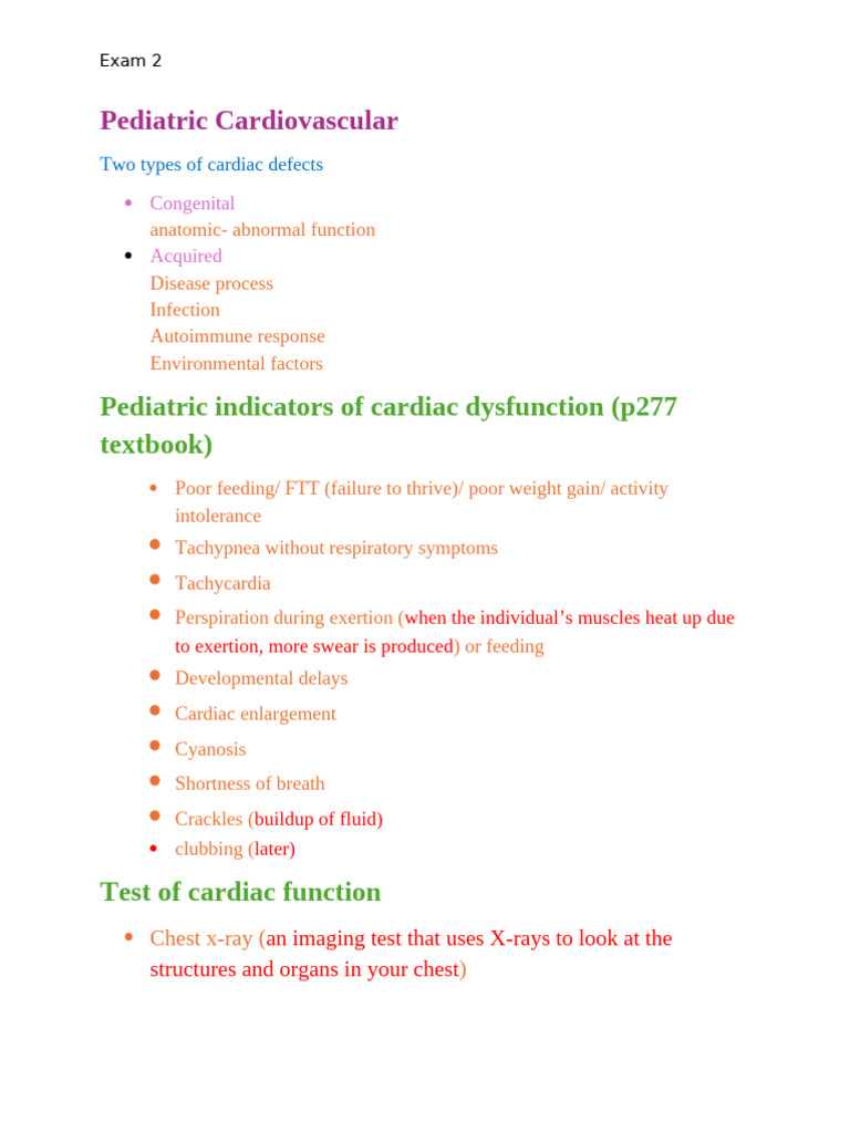 Pediatric Cardiovascular Defects Overview | PDF | Heart | Congenital ...