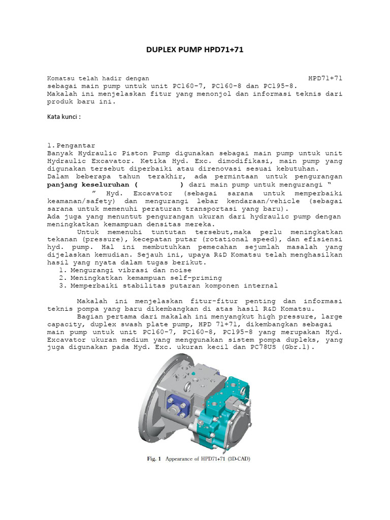 Pompa Duplex HPD71+71: Inovasi Komatsu | PDF