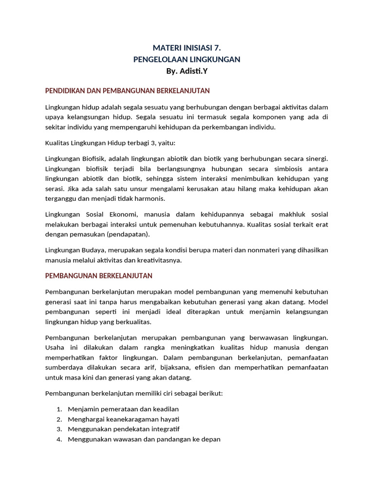 Materi Inisiasi 7 Eko - Manusia | PDF